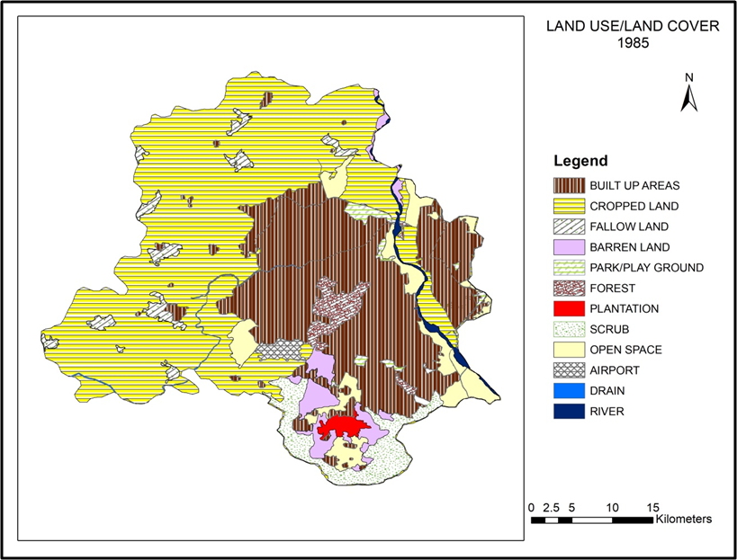 Figure 2D. Land Use Land Cover Map of Delhi, 1985 : The Land Use ...