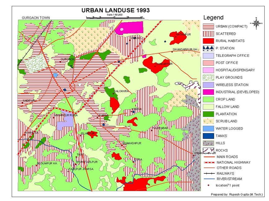 Figure 3D. Land Use Land Cover Map of Gurgaon, 1993 : The Land Use ...