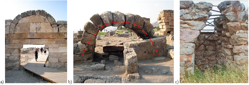 Figure 14. Vaults a) keystone causing the thrust in a flat arch b ...