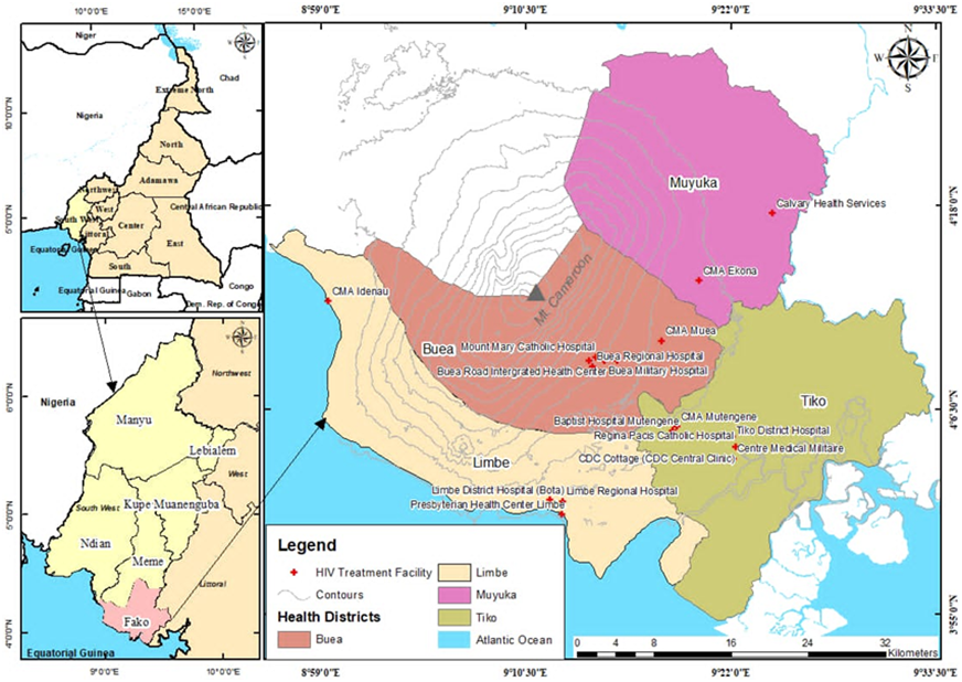 Figure 1. Map of Fako Division showing HIV Treatment Centers : Effect ...