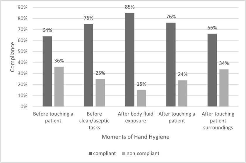Figure 1. Hand hygiene compliance by indications among HCWs : Hand ...