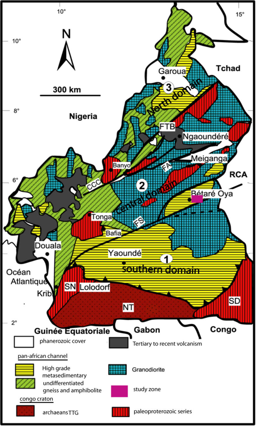 Figure 1. Geological map of Cameroon edit from [15] showing the main ...