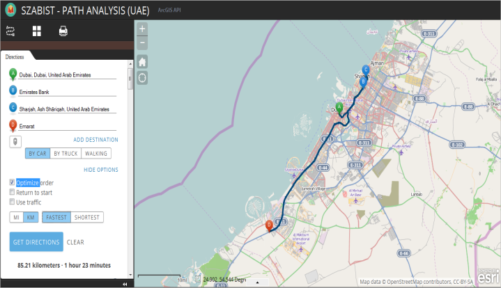 Path Analysis Using ArcGIS Web API: UAE Data Perspectives