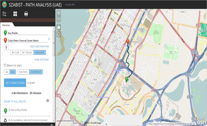 Path Analysis Using ArcGIS Web API: UAE Data Perspectives