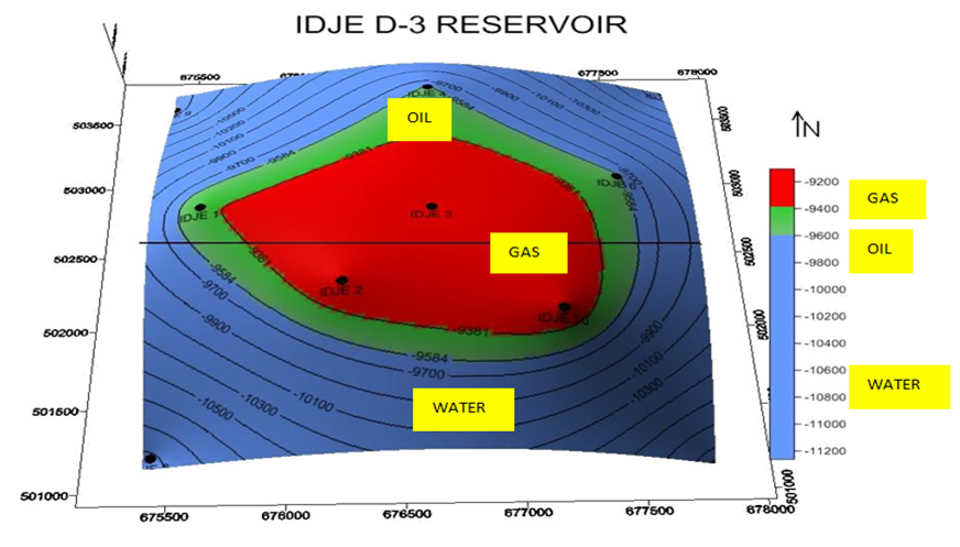 Figure 13. 3-D Contour Map of D-3 Reservoir Top : Petrophysical ...
