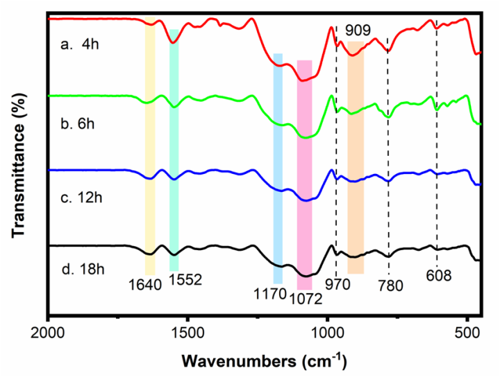 Figure 5. The effect of reaction time on the structure of the precursor ...