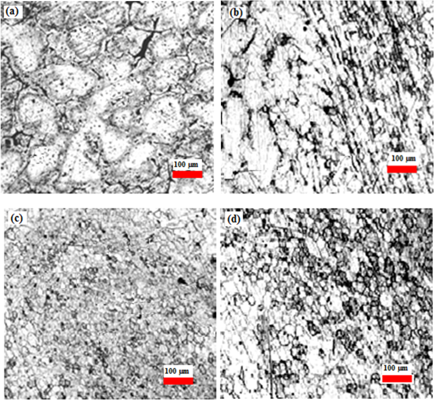 Figure 10. Optical micrographs of Alloy-2 (solutionzed+FSPed): (a ...