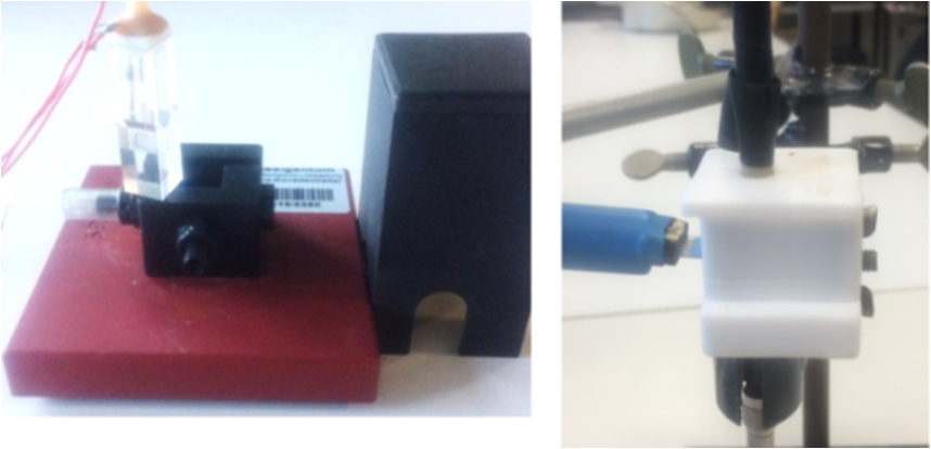 Figure 1. Left: Thin-film absorption cell (DropSens) with cuvette ...